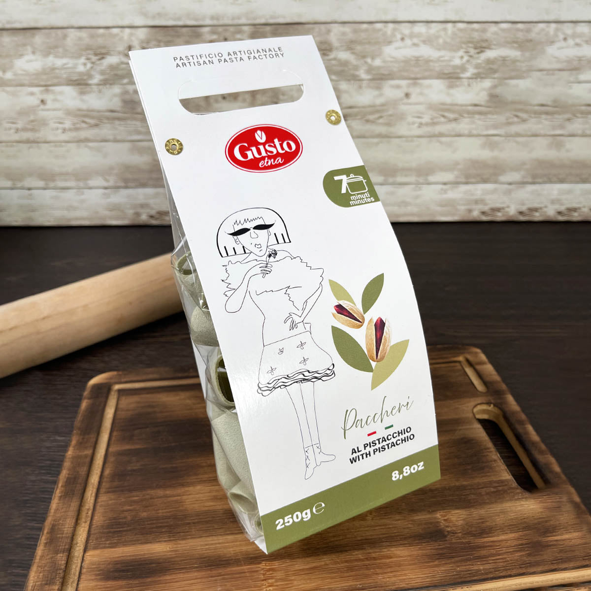 Artisan pasta with Pistachio shaped Paccheri 250 g | SicilyAddict